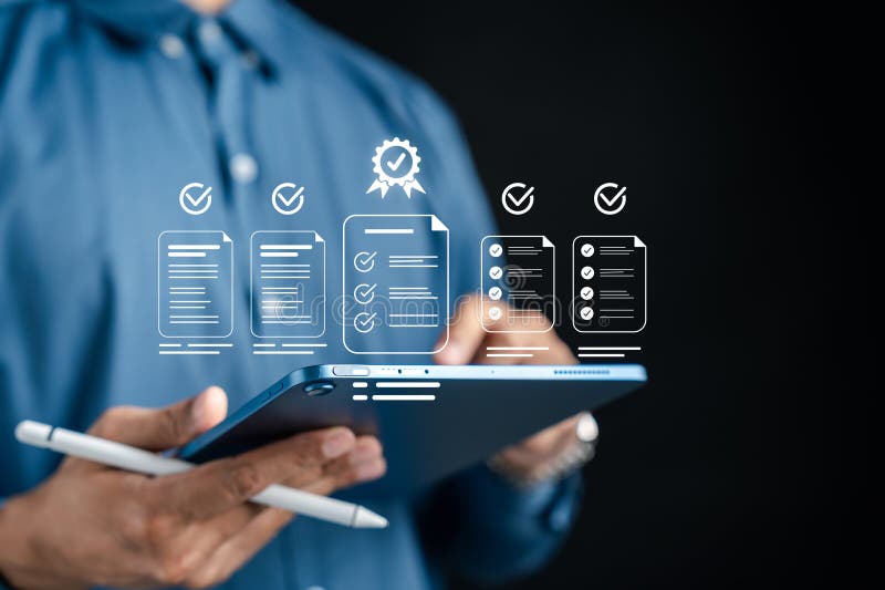Document Checklist and Digital Online Form Concept for Data Entry Stock Photo - Image of input ...