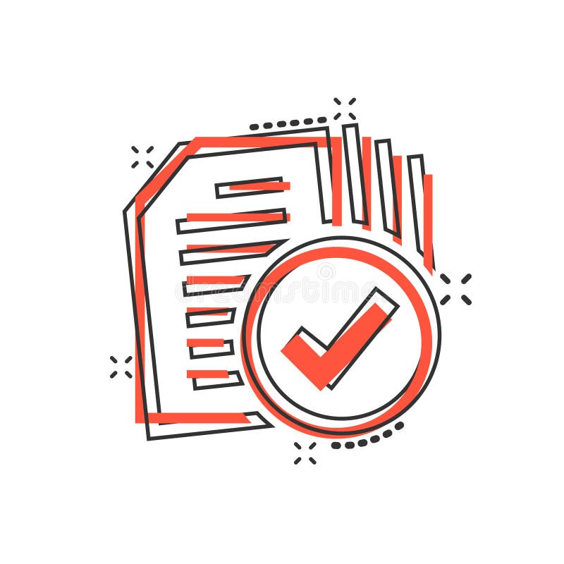Compliance Document Icon in Comic Style. Approved Process Vector ...