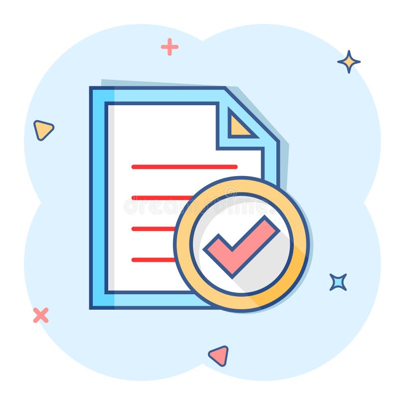Compliance Document Icon in Comic Style. Approved Process Vector ...