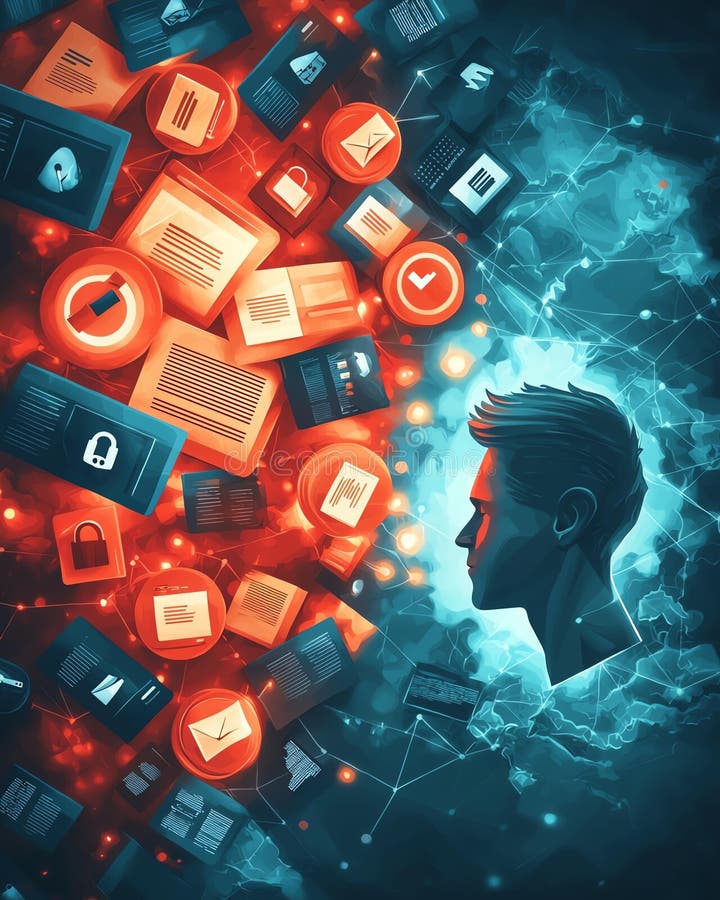 Compliance Exploit Threat Concept, Human Profile with Digital Data ...