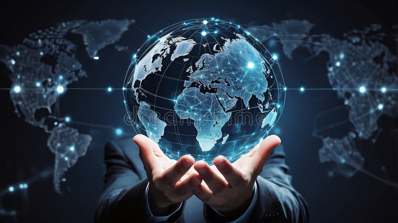 Compliance. Hand Holding a Globe with Network Connecting Data. in the ...