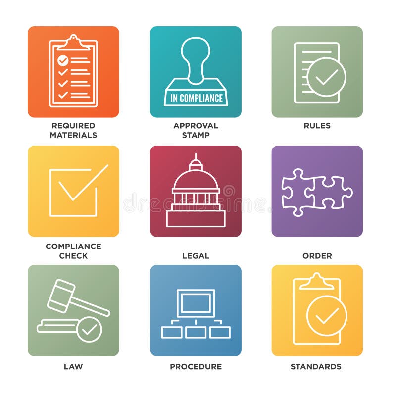 In Compliance Icon Set - Outline Stock Vector - Illustration of quality ...