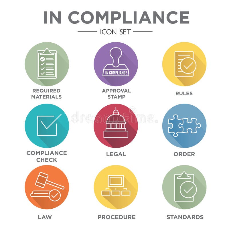 In Compliance - Icon Set that Shows a Company Passed Inspection Stock ...