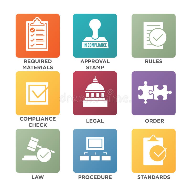 In Compliance - Icon Set that Shows a Company Passed Inspection Stock ...