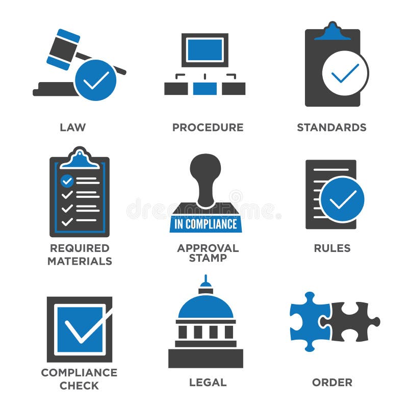 In Compliance - Icon Set that Shows a Company Passed Inspection Stock ...
