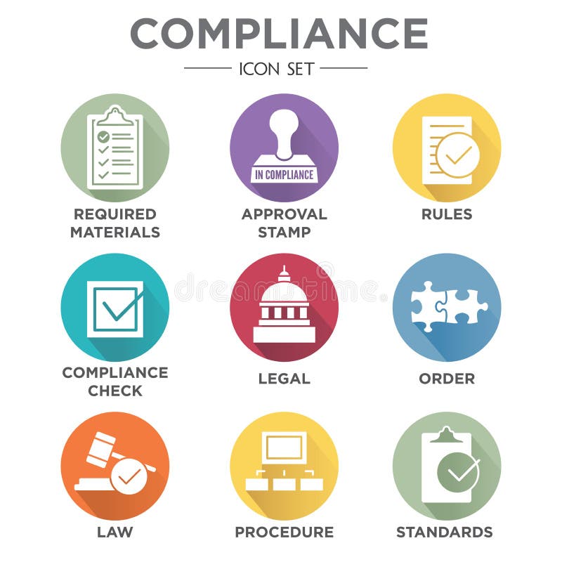 In Compliance - Icon Set that Shows a Company Passed Inspection Stock ...