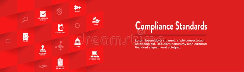 Compliance Standards Web Header Banner with Icon Set that Shows a ...