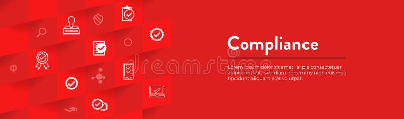 Compliance Web Header Banner with Approval and Checkmark Icons Stock ...