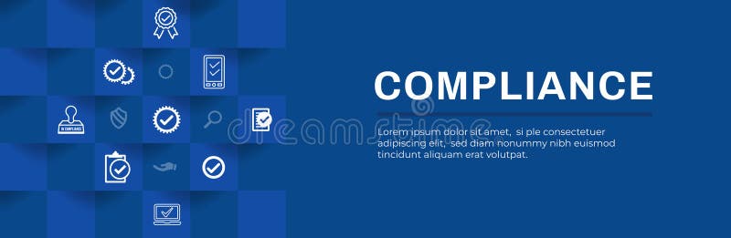 Compliance Web Header Banner with Approval and Checkmark Icons Stock ...