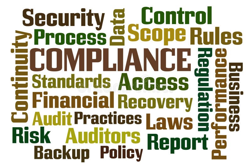 Compliance Word Cloud stock illustration. Illustration of risk - 63101450