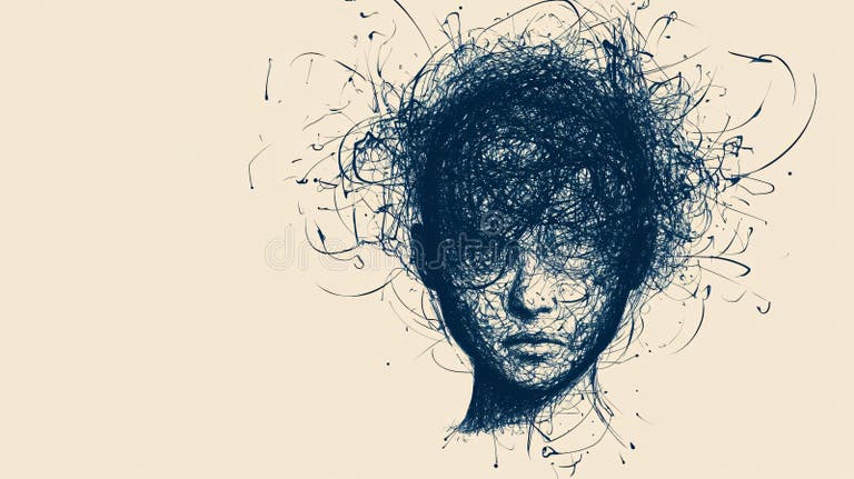 Complicated Abstract Mind Illustration with Empty Head Concept Stock ...