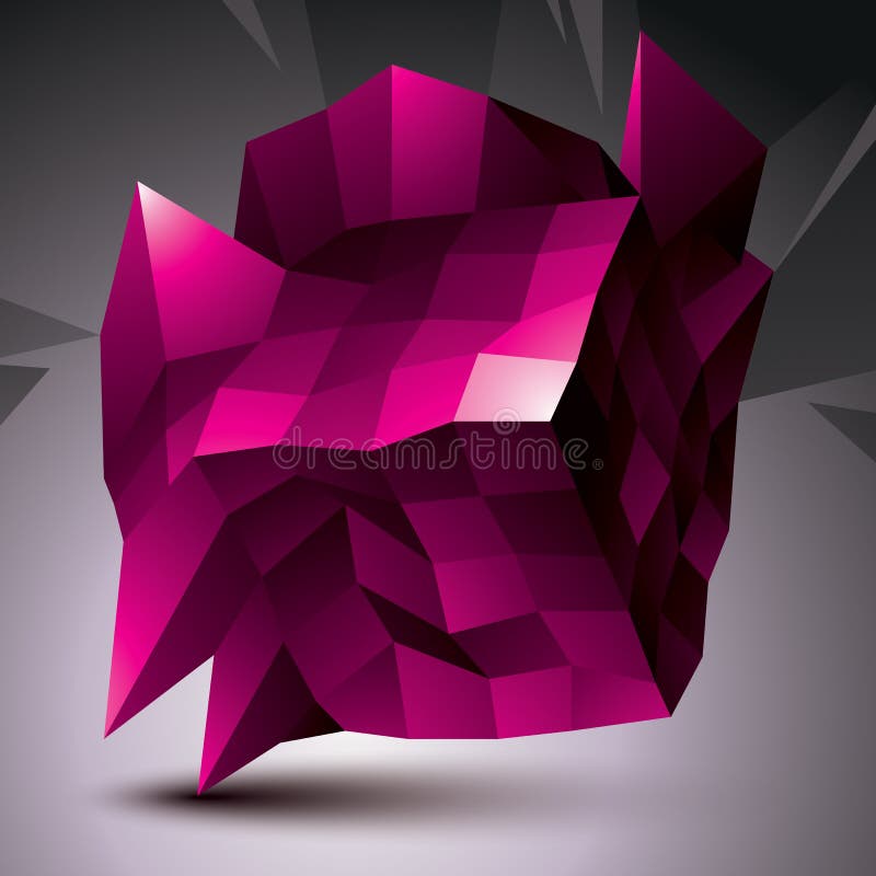 Complicated Abstract Purple 3D Shape, Vector Digital Object. Technology ...