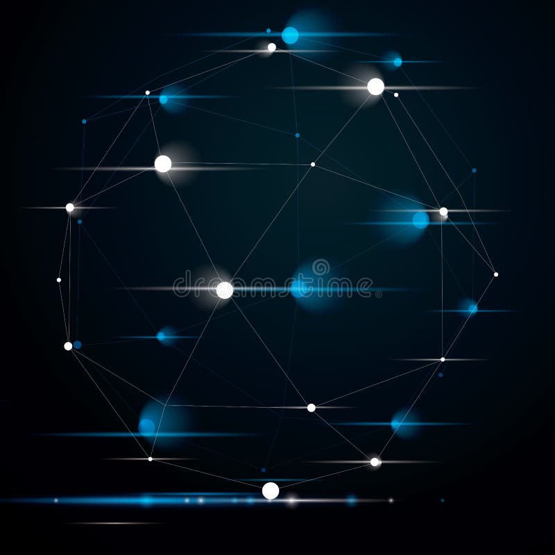 Complicated Abstract Shine 3D Shape, Vector Digital Lattice Object with ...