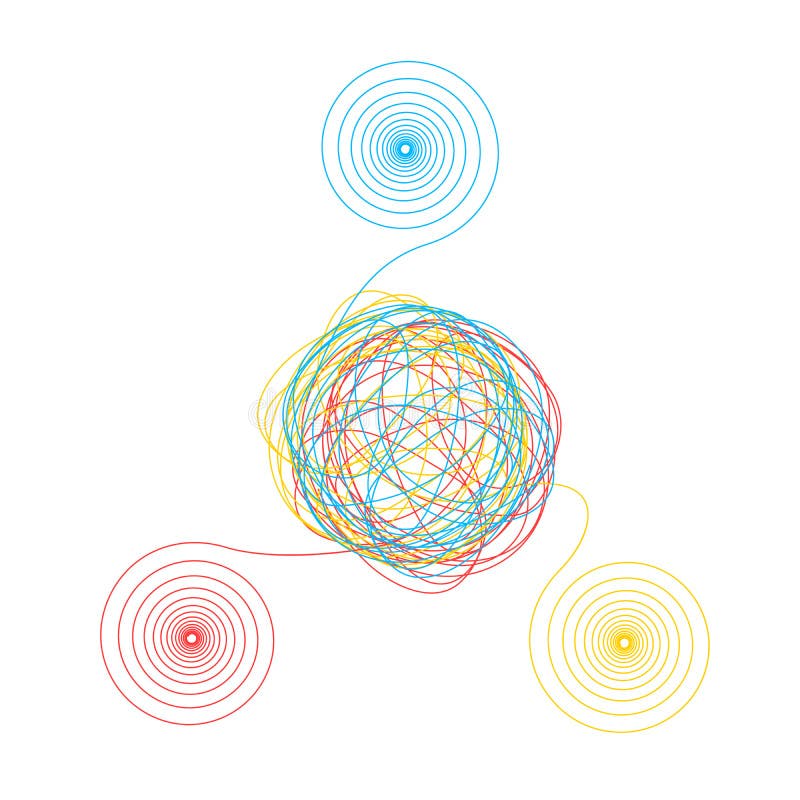 Complicated Chaotic Clew Made of Three Thin Colorful Threads Isolated ...