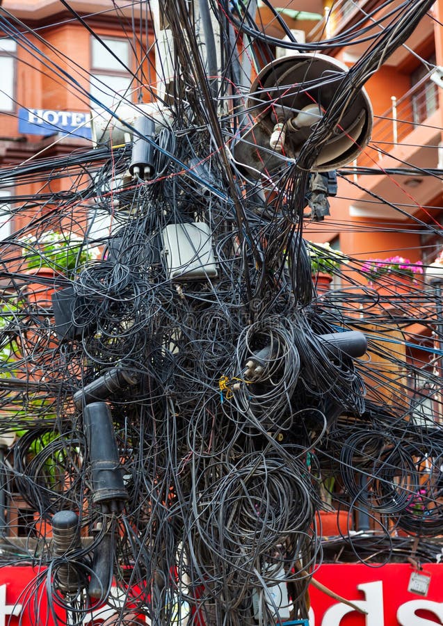 Complicated Electric Cable. Stock Image - Image of city, electrical ...