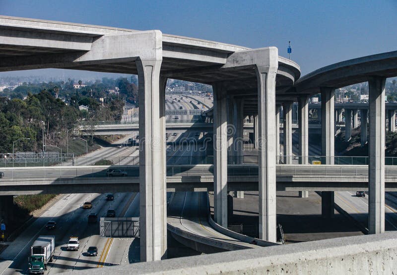 Complicated Freeway Interchange of Highways and Overpasses in Los ...