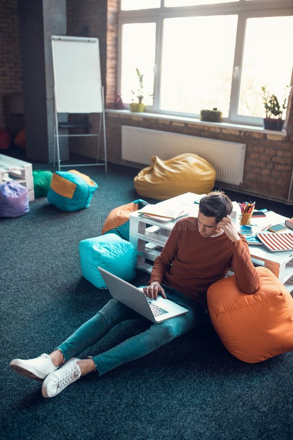 Top View of Freelancer Feeling Thoughtful while Having Complicated Task ...