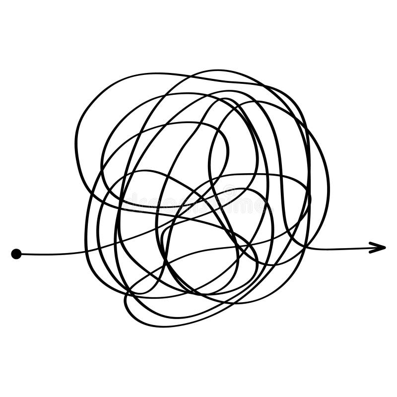 Complicated Way with Scribbled Chaos Line Doodle Icon, Idea Busy Sign ...