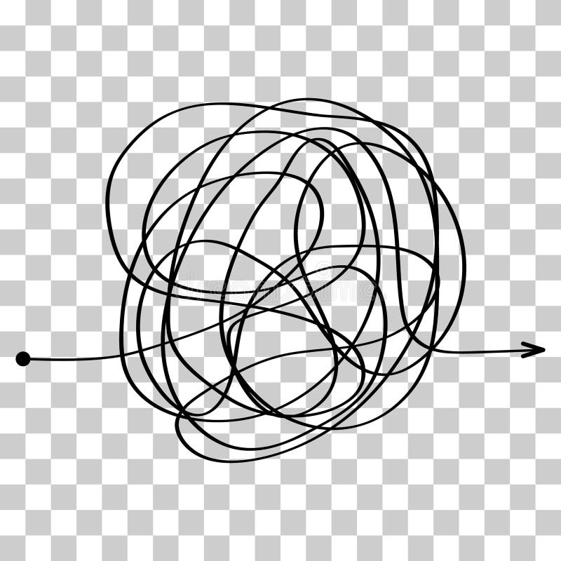 Complicated Way with Scribbled Chaos Line Doodle Icon, Idea Busy Sign ...