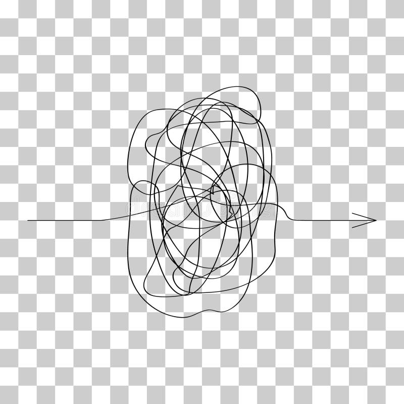 Complicated Way with Scribbled Chaos Line Doodle Icon, Idea Busy Sign ...