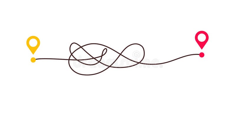 Complicated Way and Simple Path from Point a To B. Plans and Real Life ... Complicated Way and Simple Path from Point a To B. Plans and Real Life ...