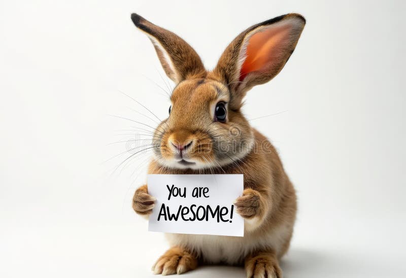 Compliment, Congratulations and Praise Message. Rabbit Holding Banner ...