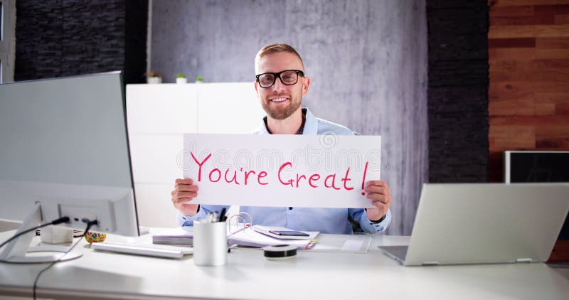 Compliment and Praise Message Sign Stock Image - Image of workplace ...