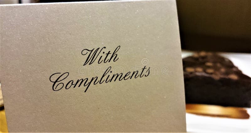 A with Compliments Note in a Hotel Stock Image - Image of cards ...