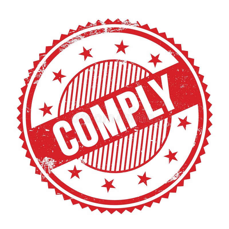 COMPLY Text Written on Red Grungy Round Stamp Stock Illustration ...