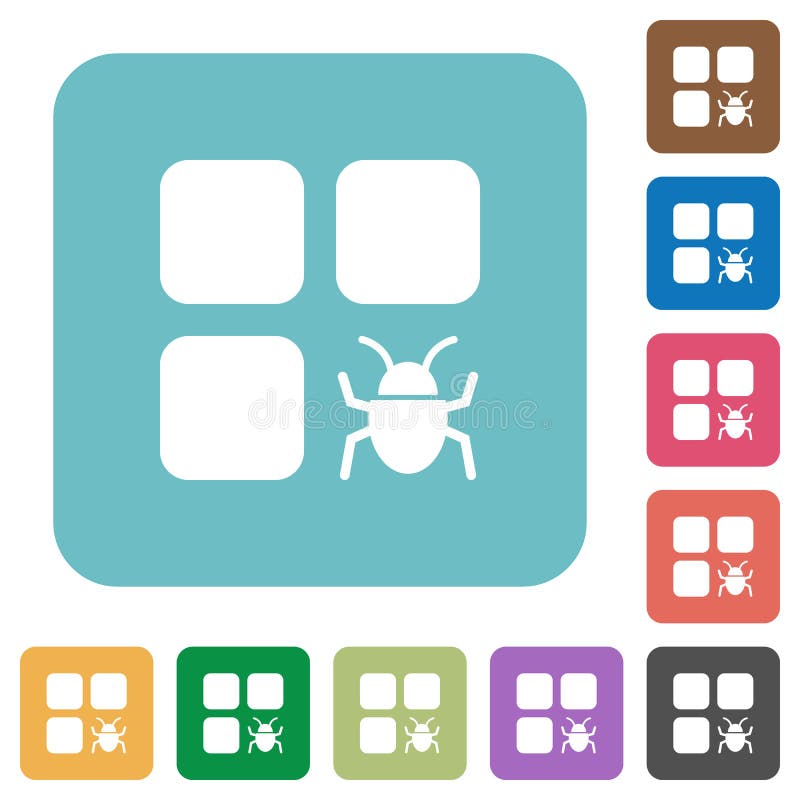 Component Bug Rounded Square Flat Icons Stock Vector - Illustration of ...