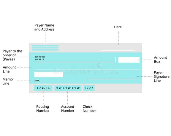Component of Cheque or Check Elements Stock Vector - Illustration of ...