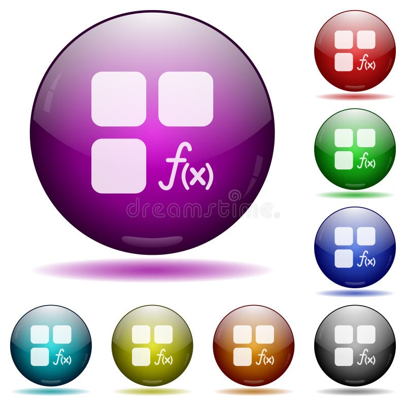 Component Functions Icon in Glass Sphere Buttons Stock Vector ...