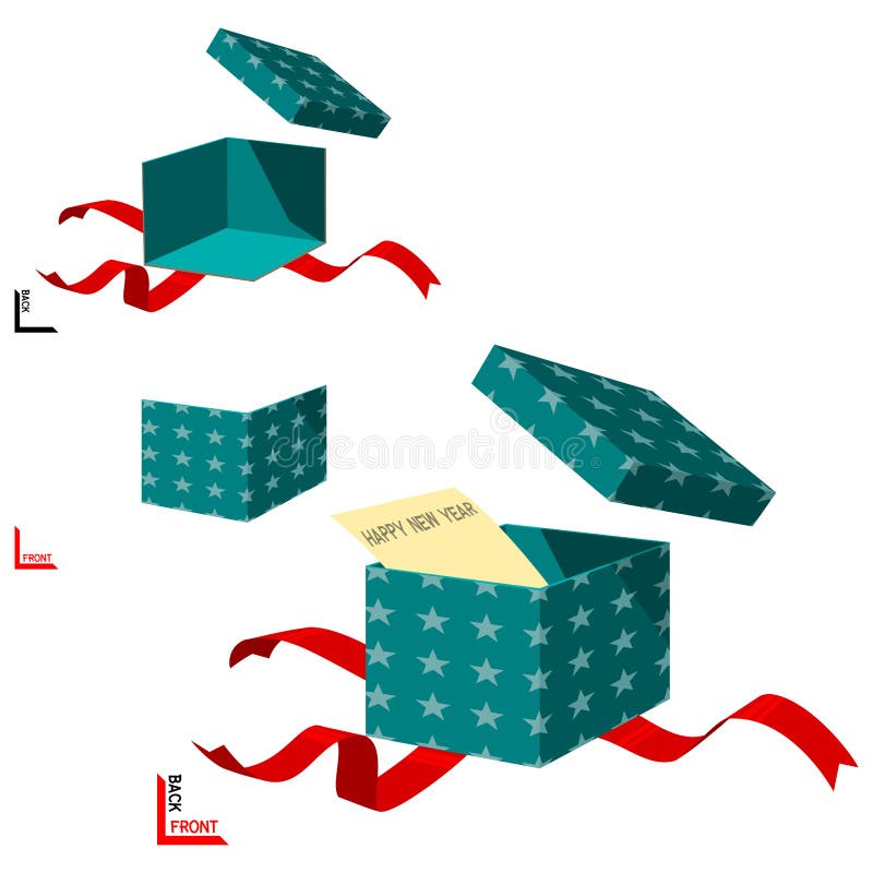 Component of Opened Star Gift Box. Front and Back are Perfect Assembly ...
