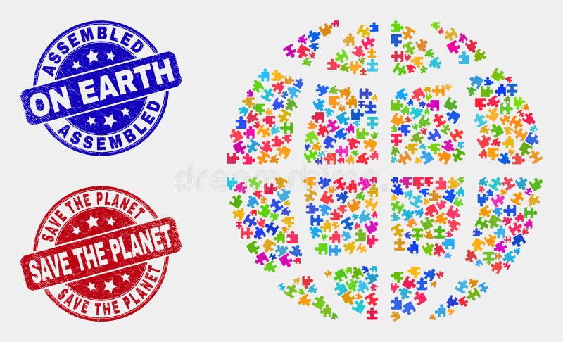 Component Planet Globe and Distress Assembled and Save the Planet ...