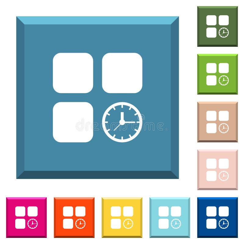 Component Timer White Icons on Edged Square Buttons Stock Vector ...