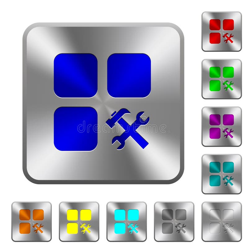 Component Tools Rounded Square Steel Buttons Stock Vector ...