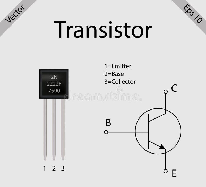 Componente Electrónico De Transistor Con Su Diagrama De Símbolos ...