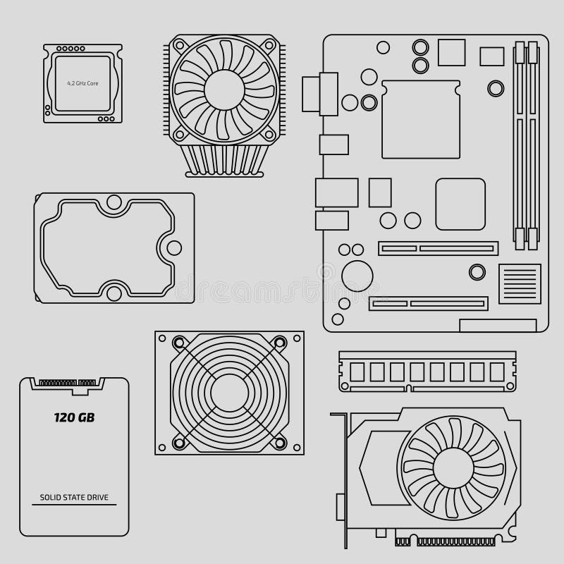 Componentes De Computador Necessários Para Criar a Ilustração ...