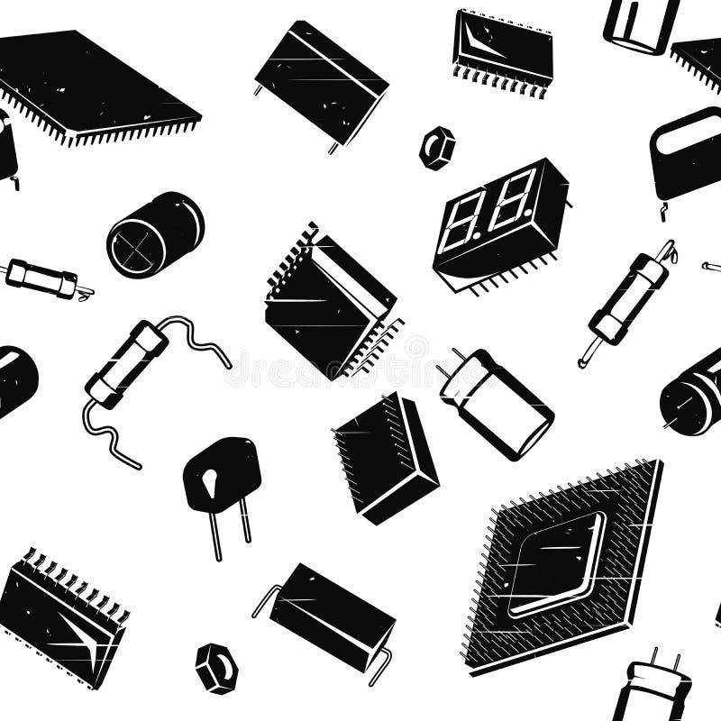 Sistema De Iconos De Los Componentes Electrónicos Ilustración del ...