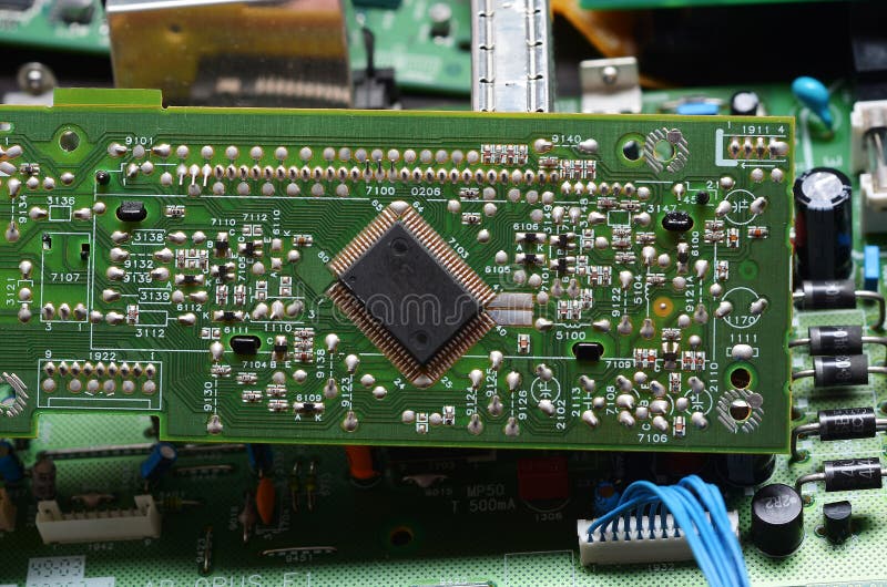 Old Dusty Circuit Board with Electronic Components Close-up Stock Image ...