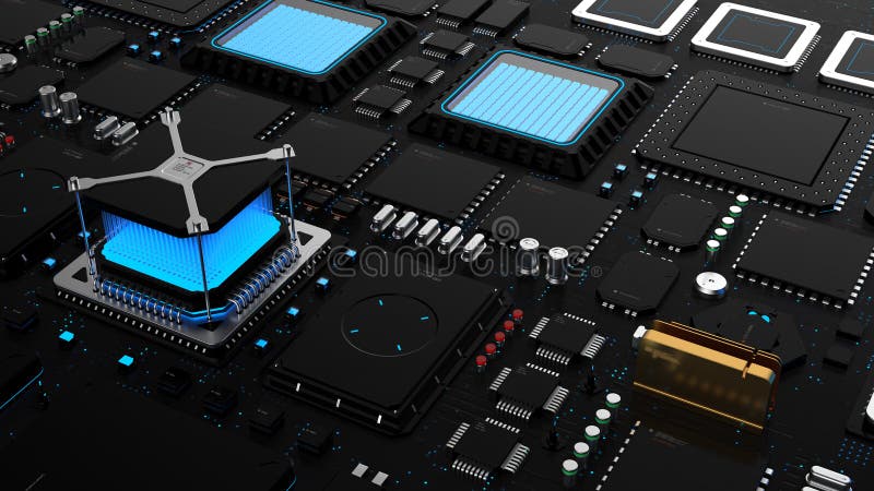 Components of Quantum Computer Parts . Stock Illustration ...