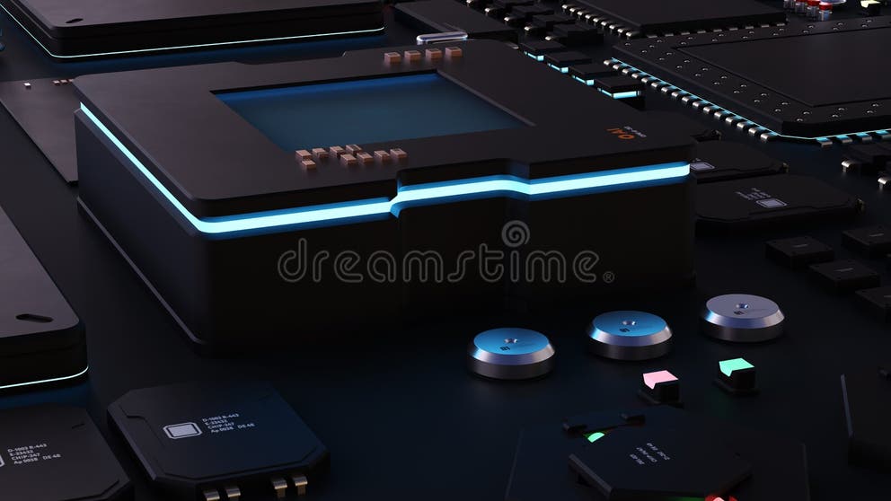 Components of Quantum Computer Parts . Stock Illustration ...