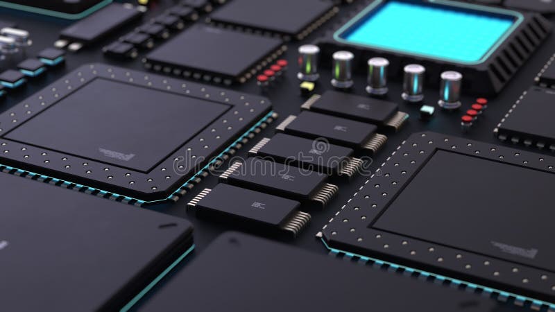 Components of Quantum Computer Parts . Stock Illustration ...