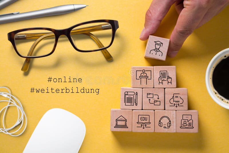 Components of Digital Learning As Icons on Cubes and the Words Stock ...