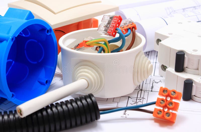 Components for Electrical Installations and Construction Diagrams Stock ...