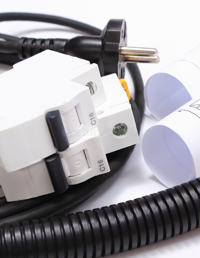 Components for Electrical Installations and Rolls of Diagrams Stock ...