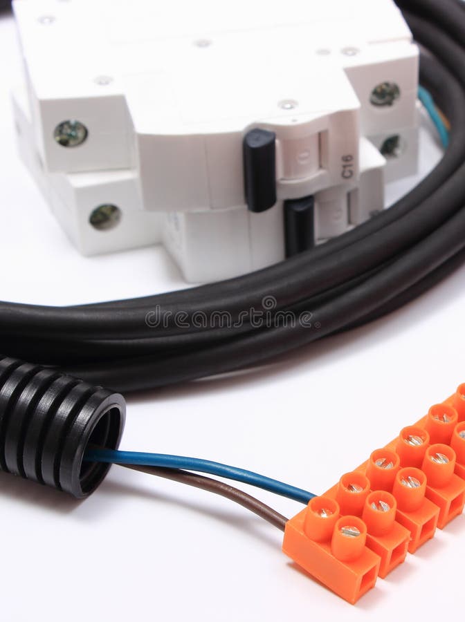Components for Electrical Installations on White Background Stock Image ...