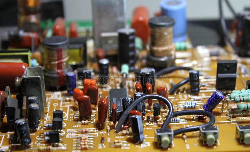 Components on Electronic Control Card Extreme Closeup Photo Stock Photo ...