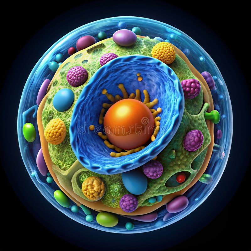 Components of an Eukaryotic Cell Nucleus and Organelles and Plasma ...