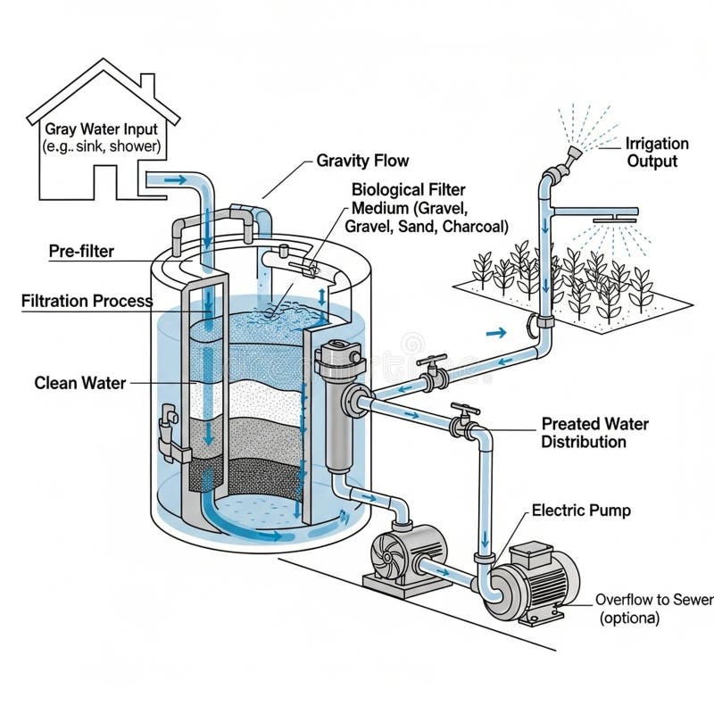 Gray Water Treatment System Stock Illustrations – 125 Gray Water ...